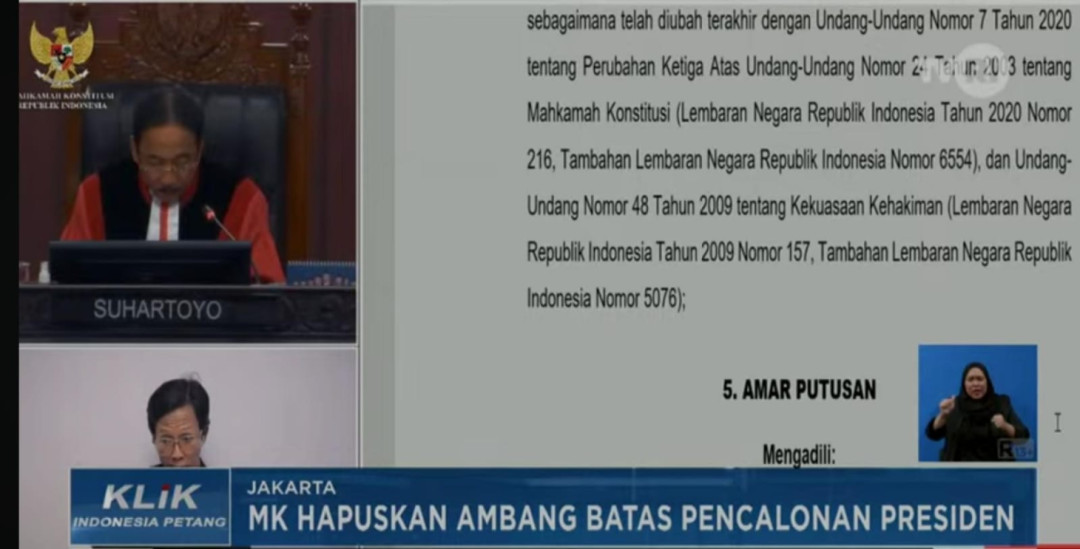 MK Hapuskan Ambang Batas Pencalonan Presiden dan Wakil Presiden