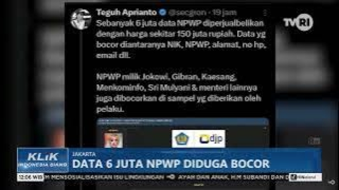 Data 6 Juta NPWP Diduga Bocor