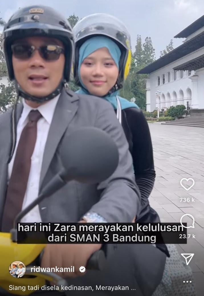 Senyum Zara Putri Ridwan Kamil, Ditengah Perayaan Kelulusannya